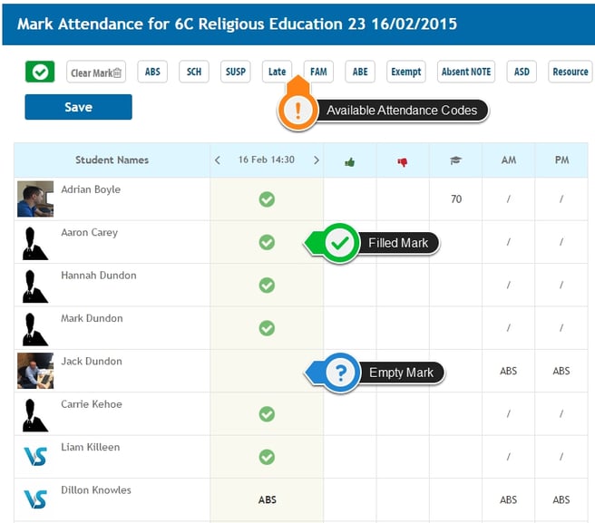 Marking attendance