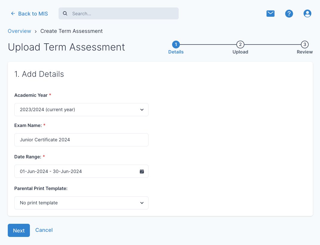 How to bulk upload Junior Certificate Results