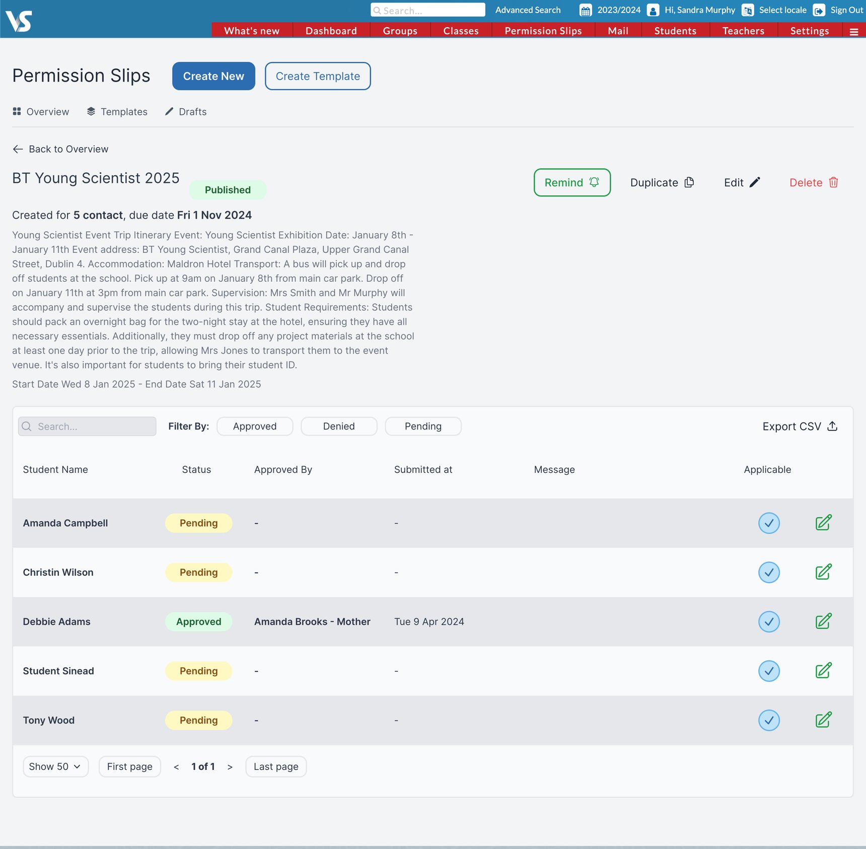 Managing Permission Slips