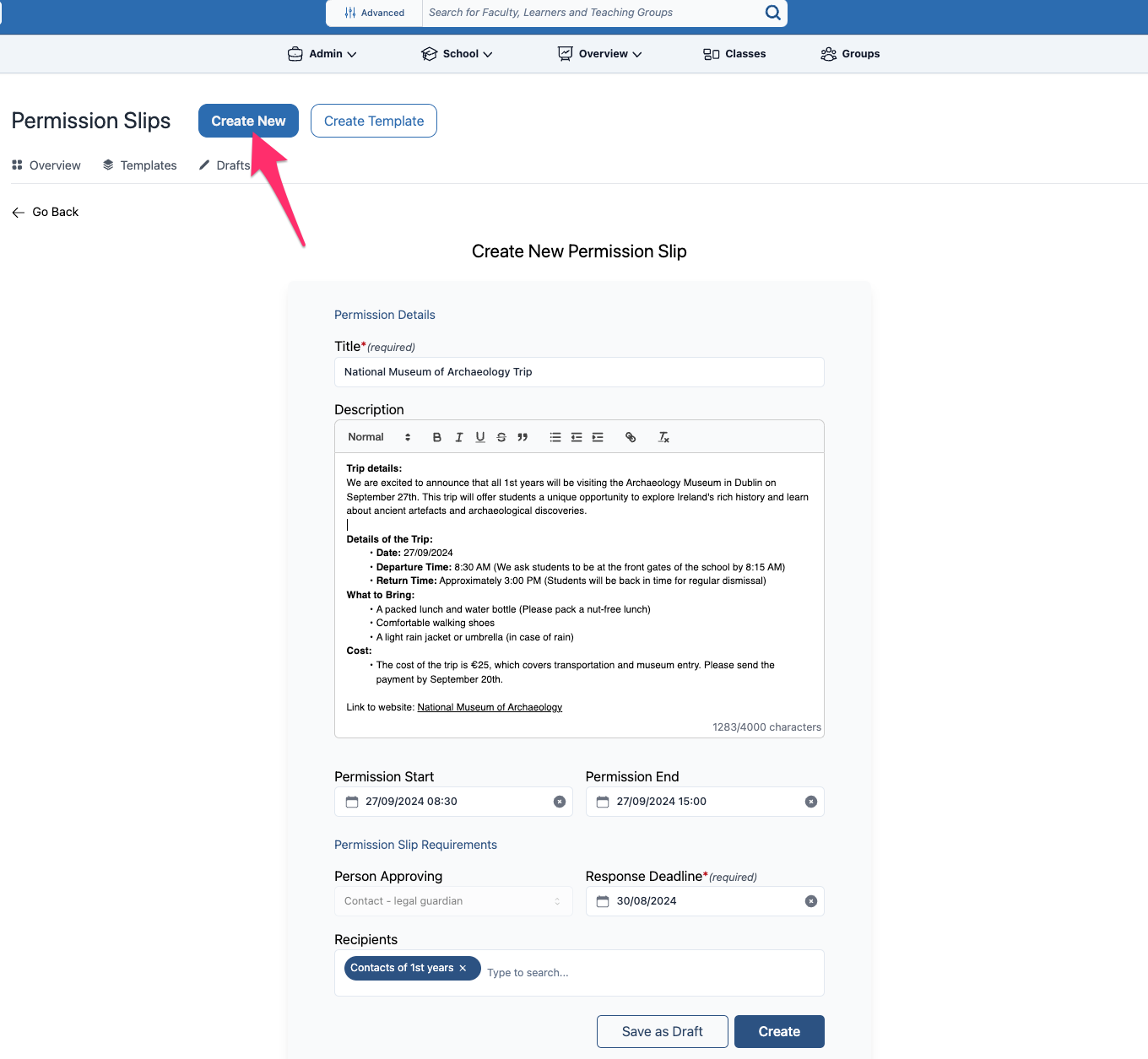 Managing Permission Slips